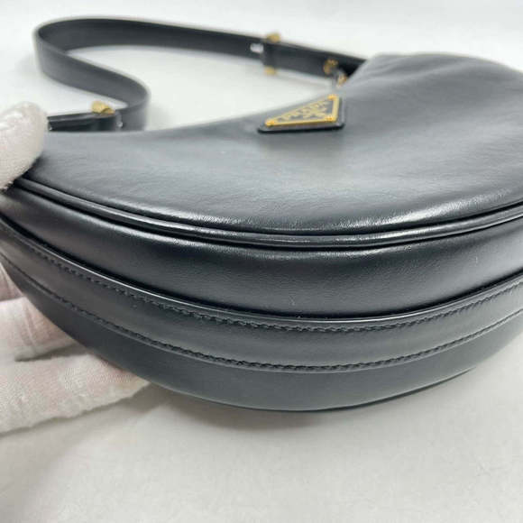 Prada | Bags | Prada Arqu Black Calfskin Leather Shoulder Bag Crescent Moon Shape | Poshmark